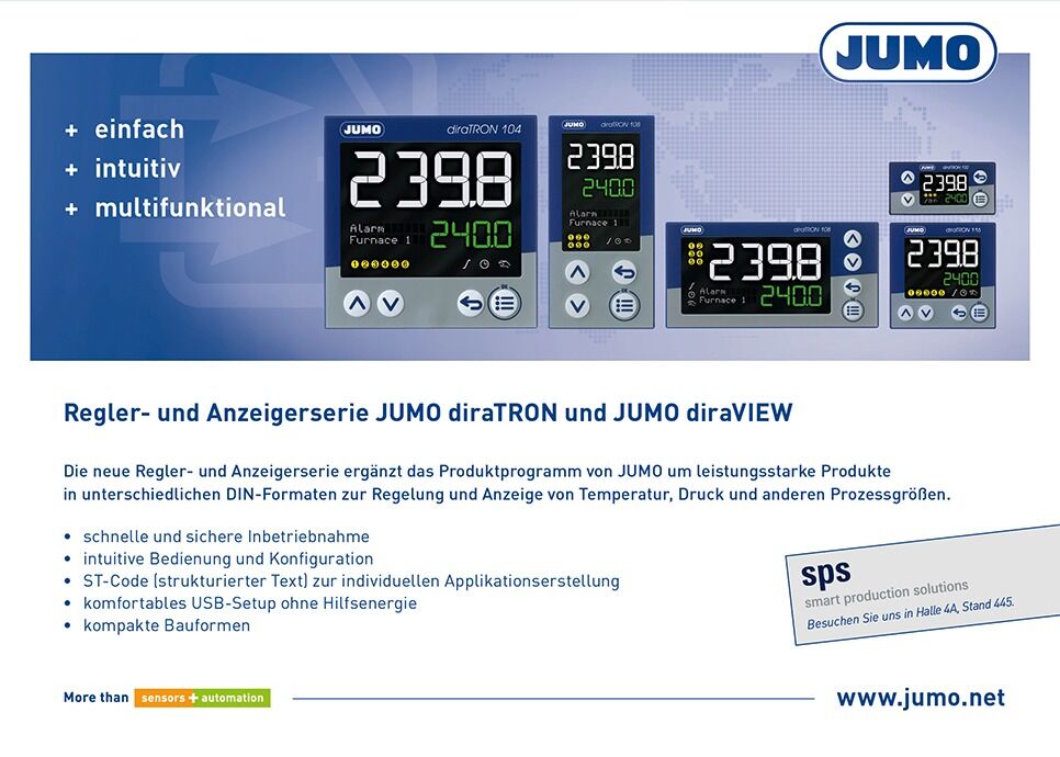 Regler- und Anzeigerserie JUMO diraTRON und JUMO diraVIEW
